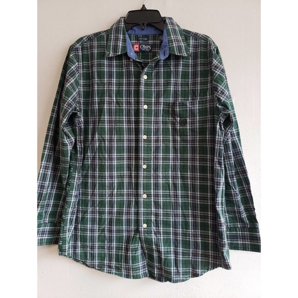 Chaps | Shirts | Mens Medium Chaps Long Sleeve Button Up Shirt Green ...